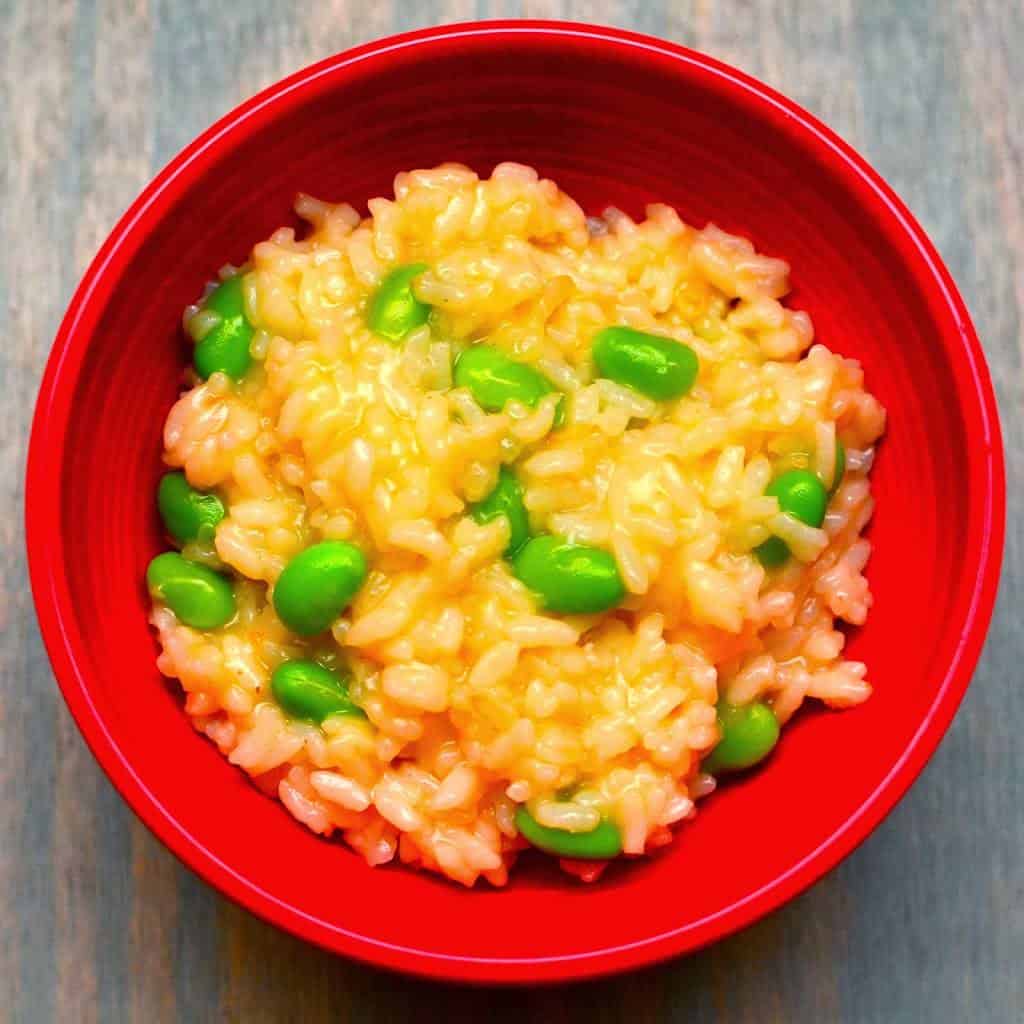 Pressure Cooker Risotto with Edamame - DadCooksDinner