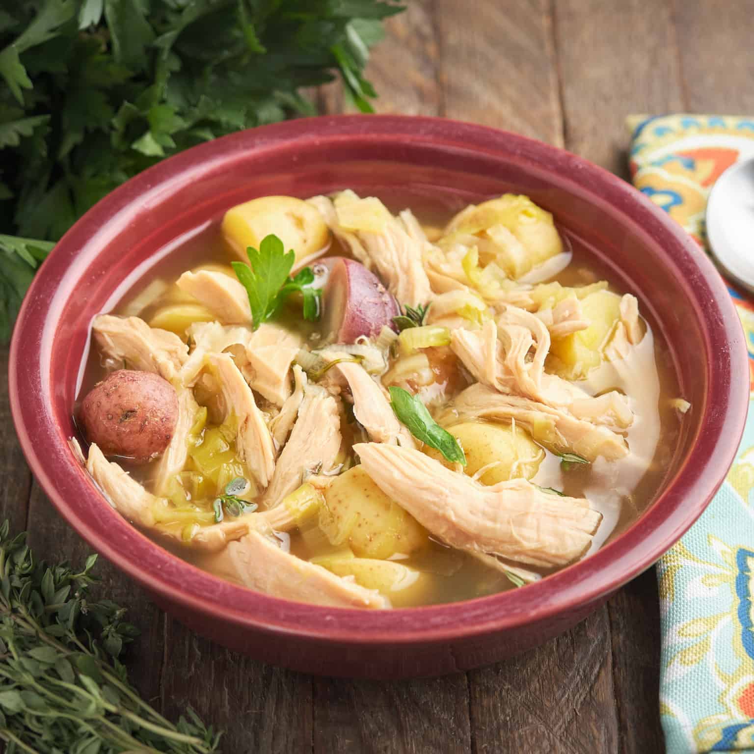 Instant Pot Rustic Rotisserie Chicken Potato Leek Soup - DadCooksDinner