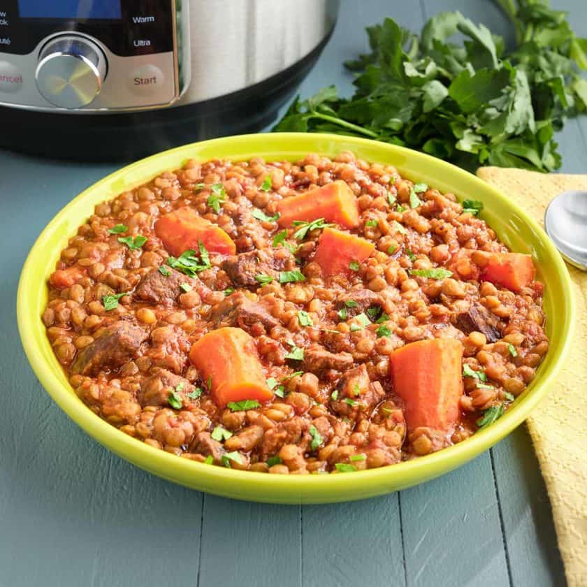 Instant Pot Beef and Lentil Stew - DadCooksDinner