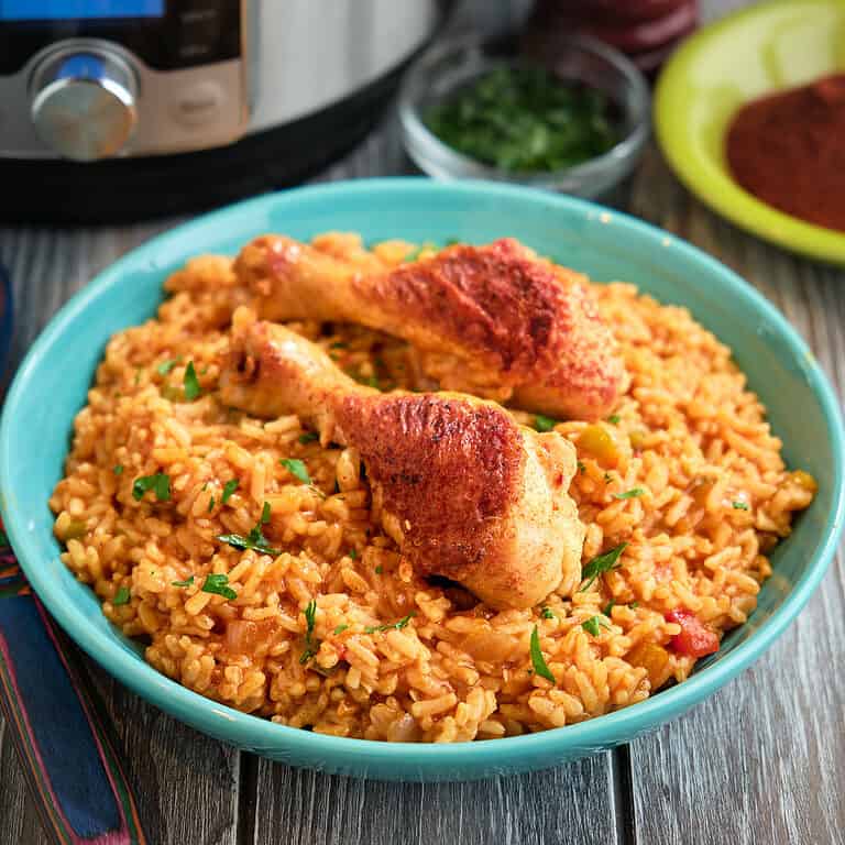 Instant Pot Chicken Legs and Rice (Arroz con Pollo) - DadCooksDinner