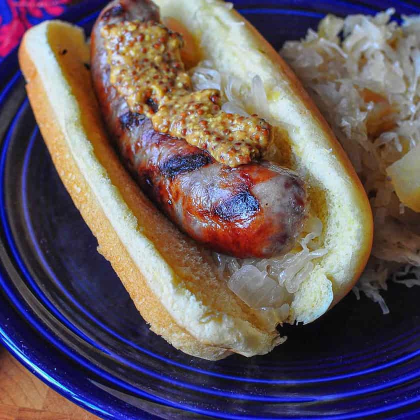 Pan Grilled Bratwurst and Sauerkraut - DadCooksDinner
