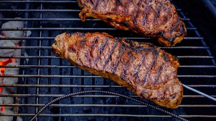 Grilled New York Strip Steaks - DadCooksDinner